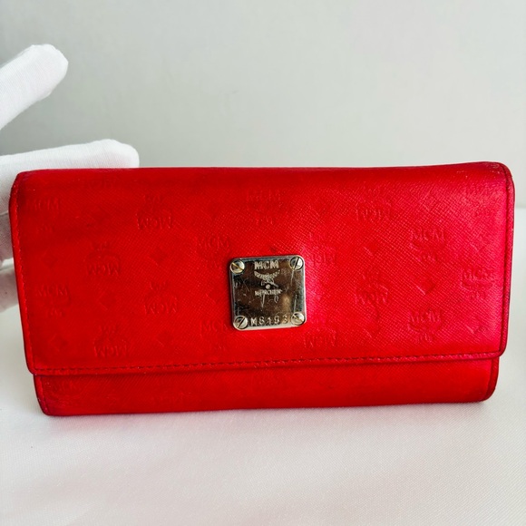 MCM | Bags | Custom Paint Mcm Embossed Leather Scarlet Red Womens ...
